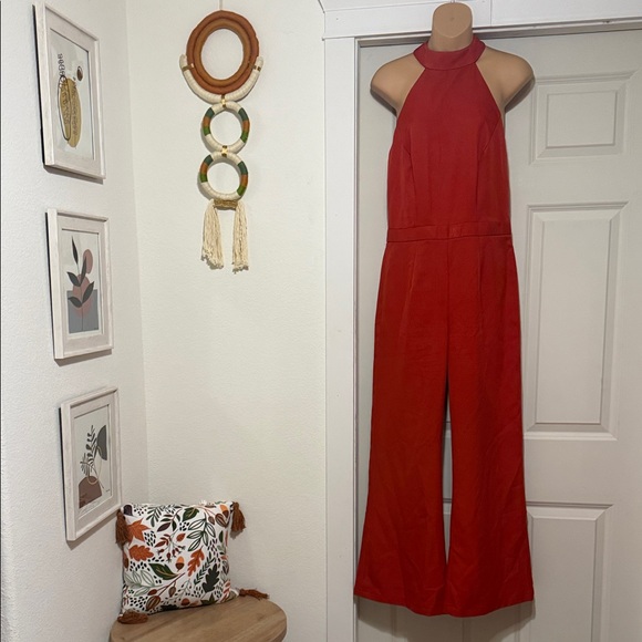 Pants & Jumpsuits | Elegant Red Halter Jumpsuit | Poshmark